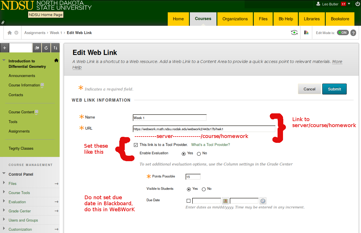 Creating an assignment | Mathematics | NDSU